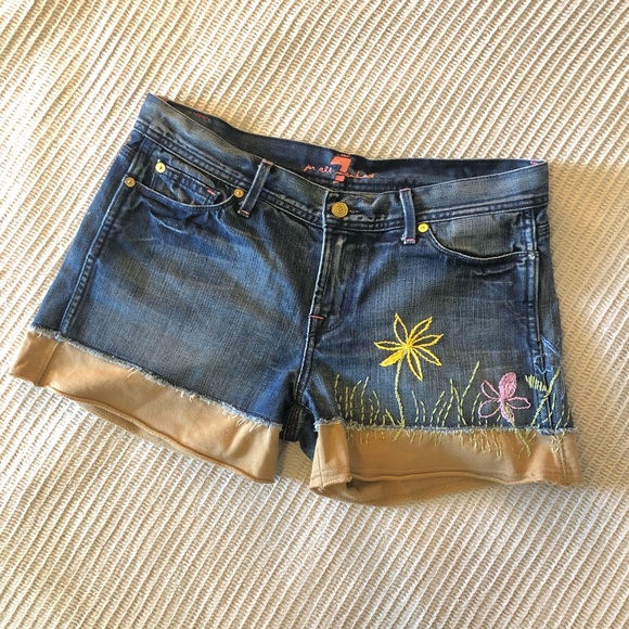 7 For All Mankind | Shorts | Custom Embellished Seventh Jeans Shorts ...